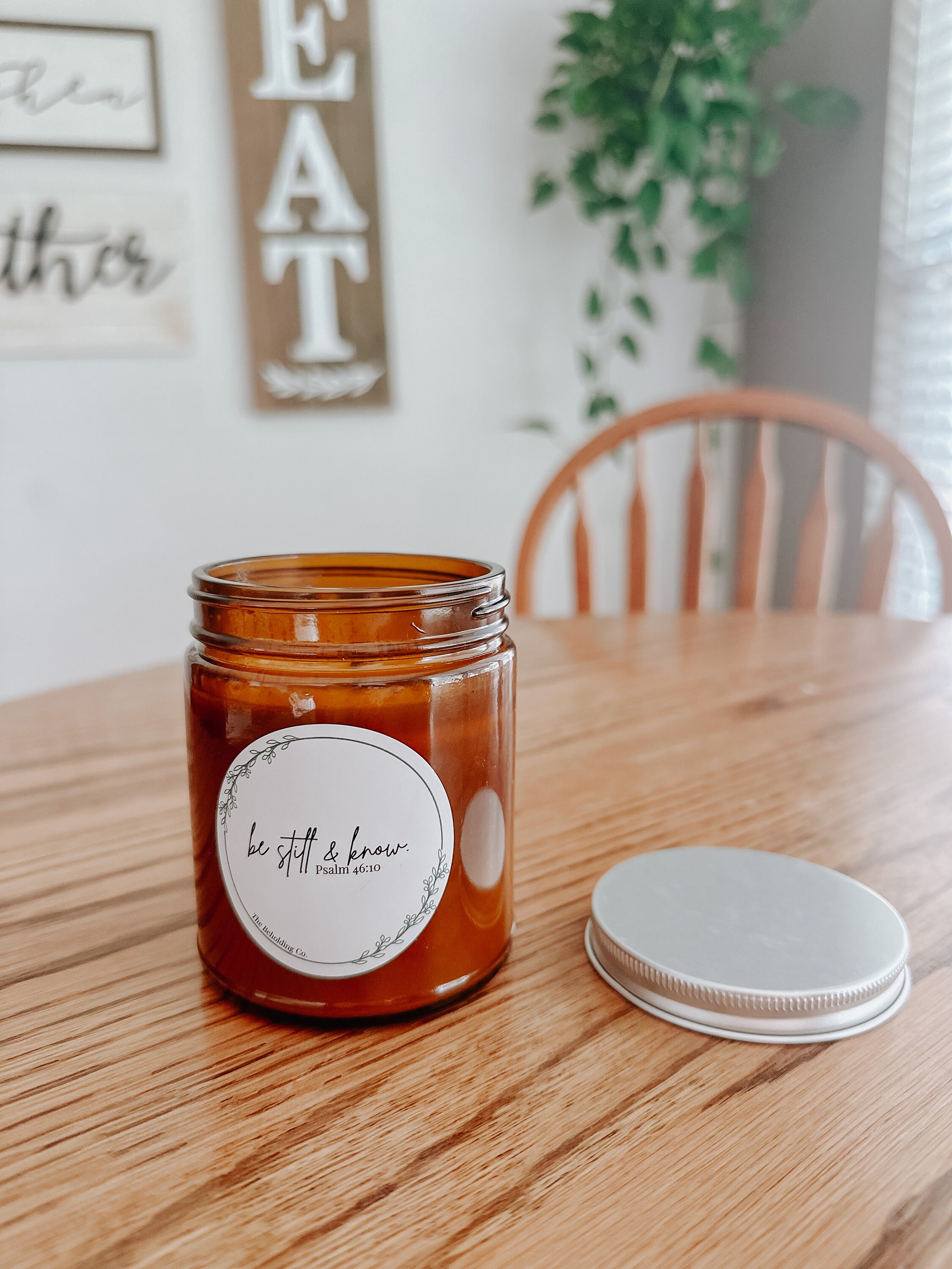 Be Still & Know Soy Candle Amber Jar 8 Oz Candle With Lid - Etsy