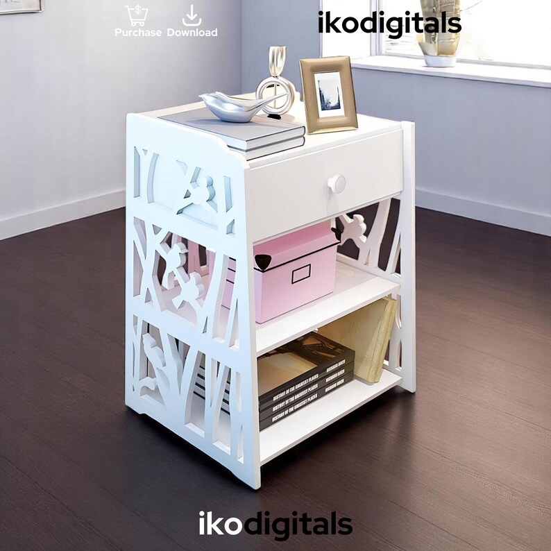 Laser Cut Bedside Table CNC File: Modern Nightstand Template (digital ...