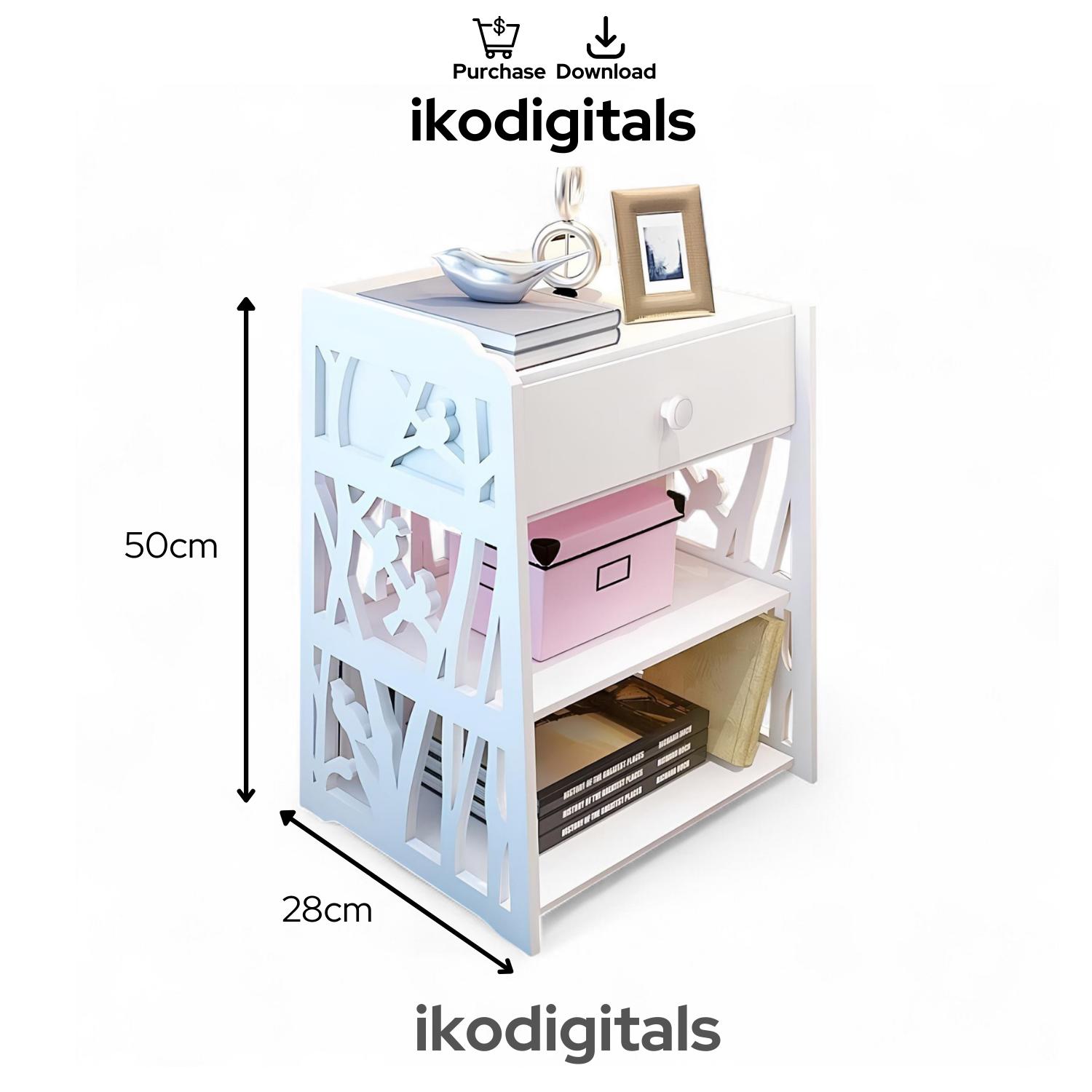 Laser Cut Bedside Table CNC File: Modern Nightstand Template (digital ...