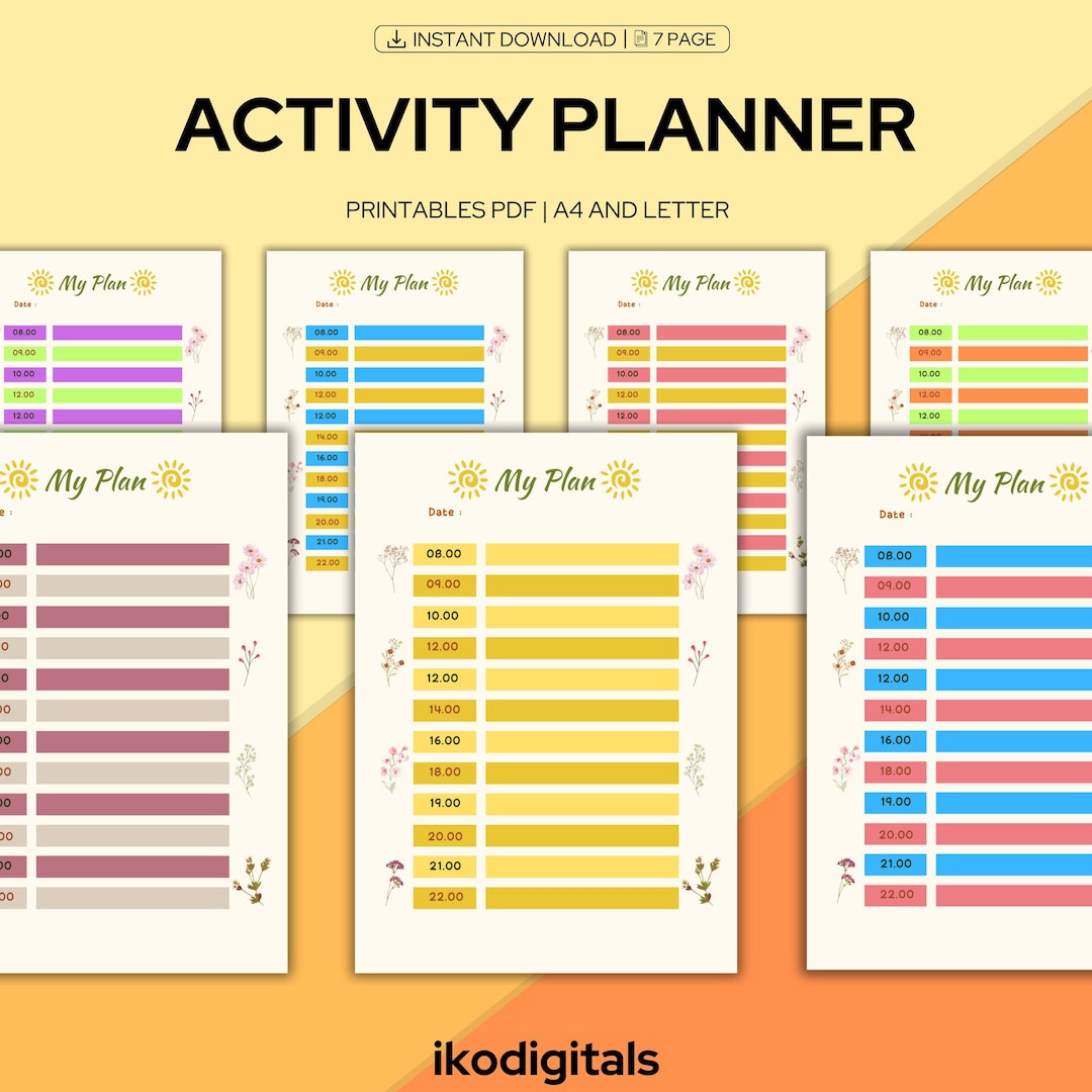 Daily Activity Planner Digital Printable Planner Work From - Etsy