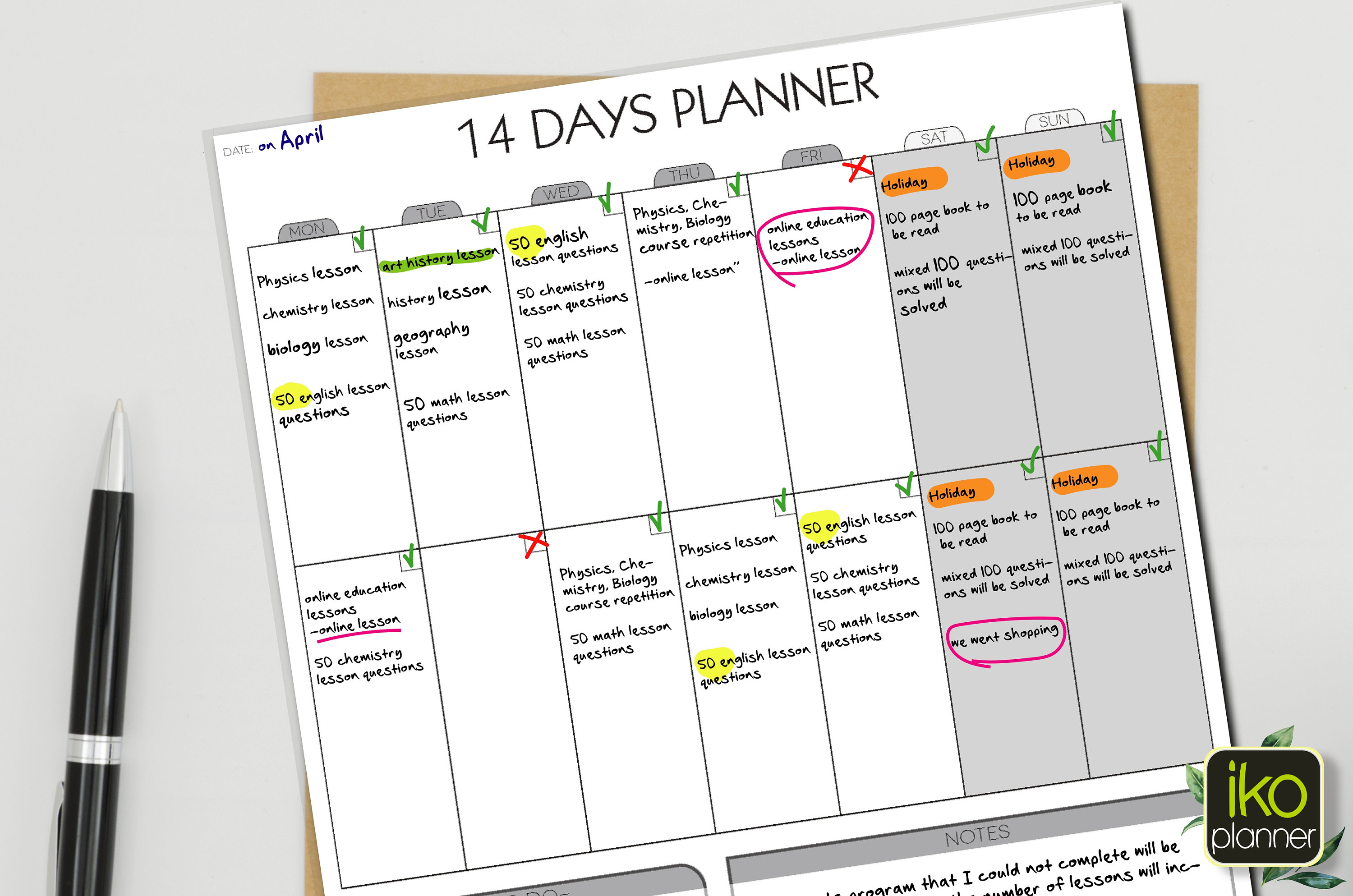 14 Days Planner, Two Week Printable Calendar, Goal Planner, Printable ...
