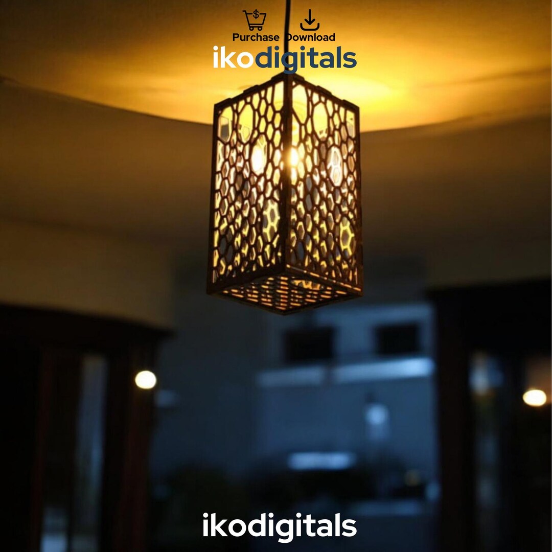 Laser, Cnc Cut, Wooden Pendant Light Abstract Pattern Vector, Lampshade ...