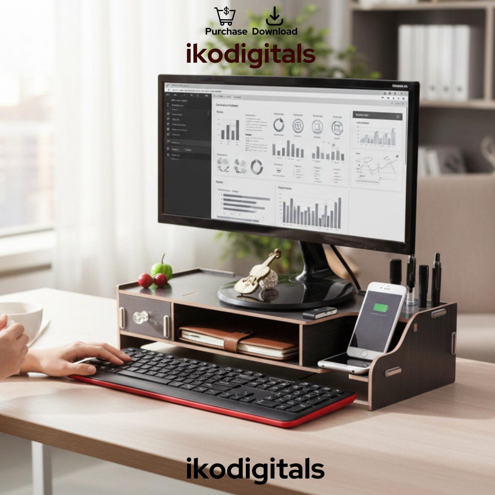 Laser Cut Computer Monitor Stand Riser Wood Office Desktop Organizer - Etsy