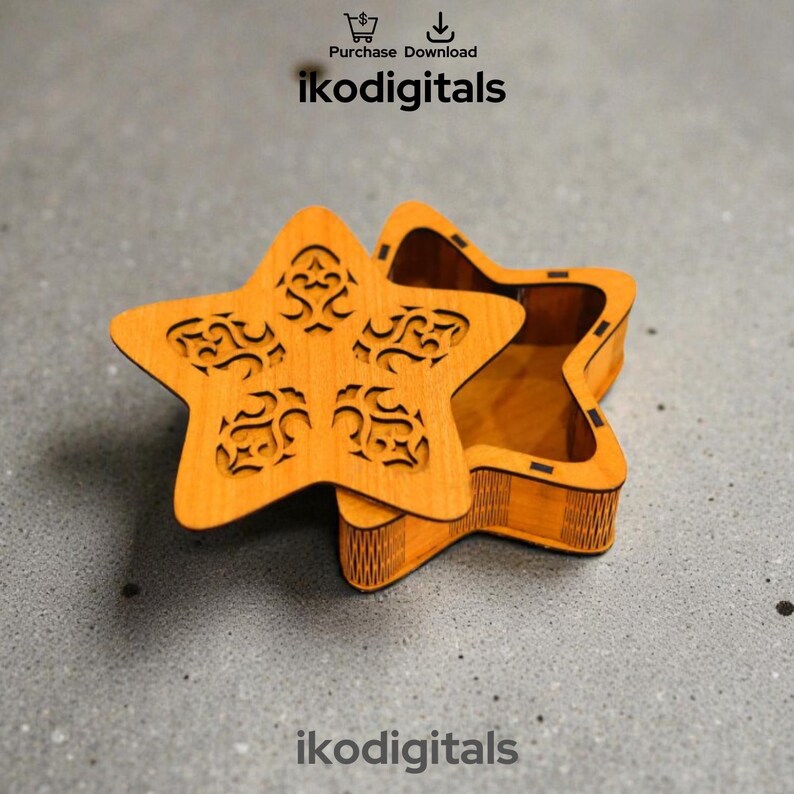 Laser Cut Star Shaped Box File, Decorative Star Gift Box, Wood Laser ...