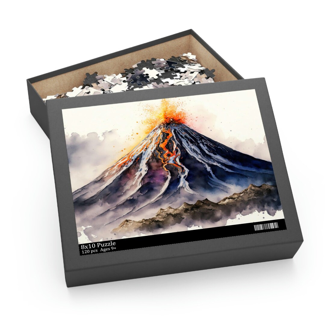 Volcano Watercolor Puzzle (120, 500-piece) - Etsy