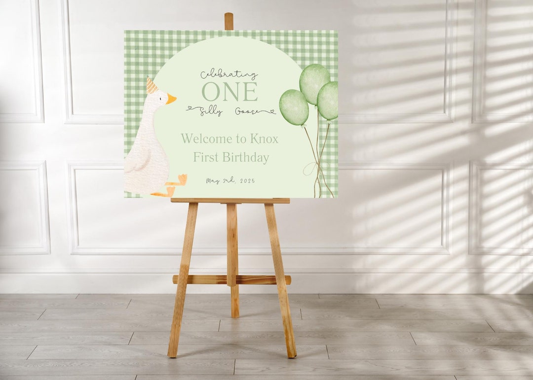 One Silly Goose Birthday Welcome Sign Template Canva Editable Digital ...
