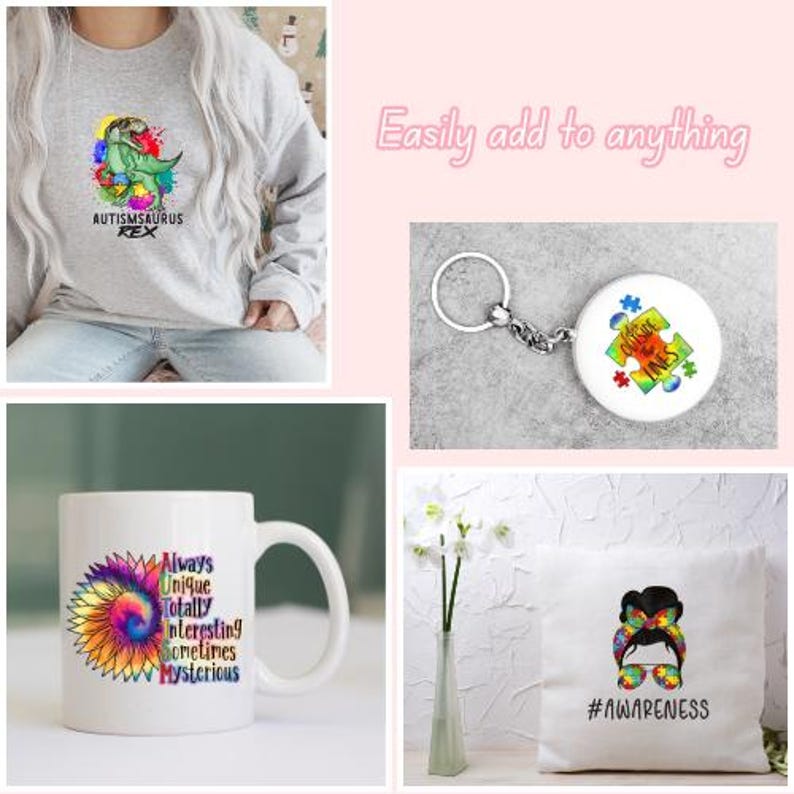 Autism PNG Bundle 5 Designs Fun Colorful Designs for Autism Awareness ...