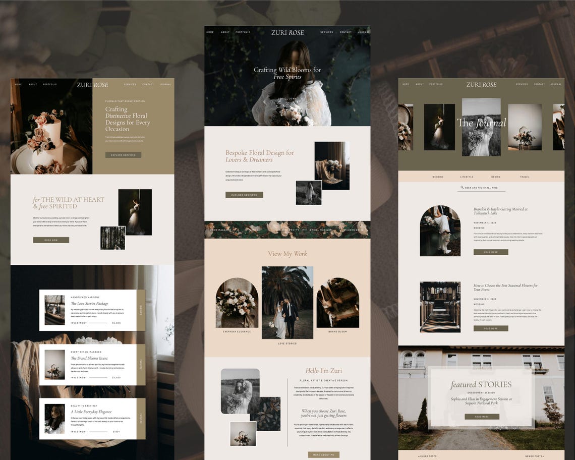 Showit Website Template for Floral Designers | Feminine Service-based ...