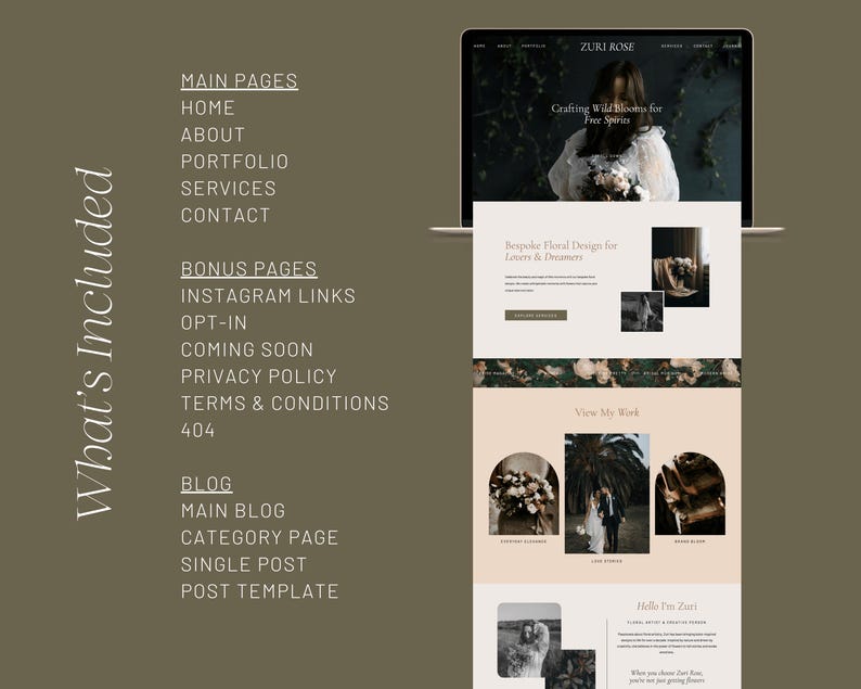 Showit Website Template for Floral Designers | Feminine Service-based ...