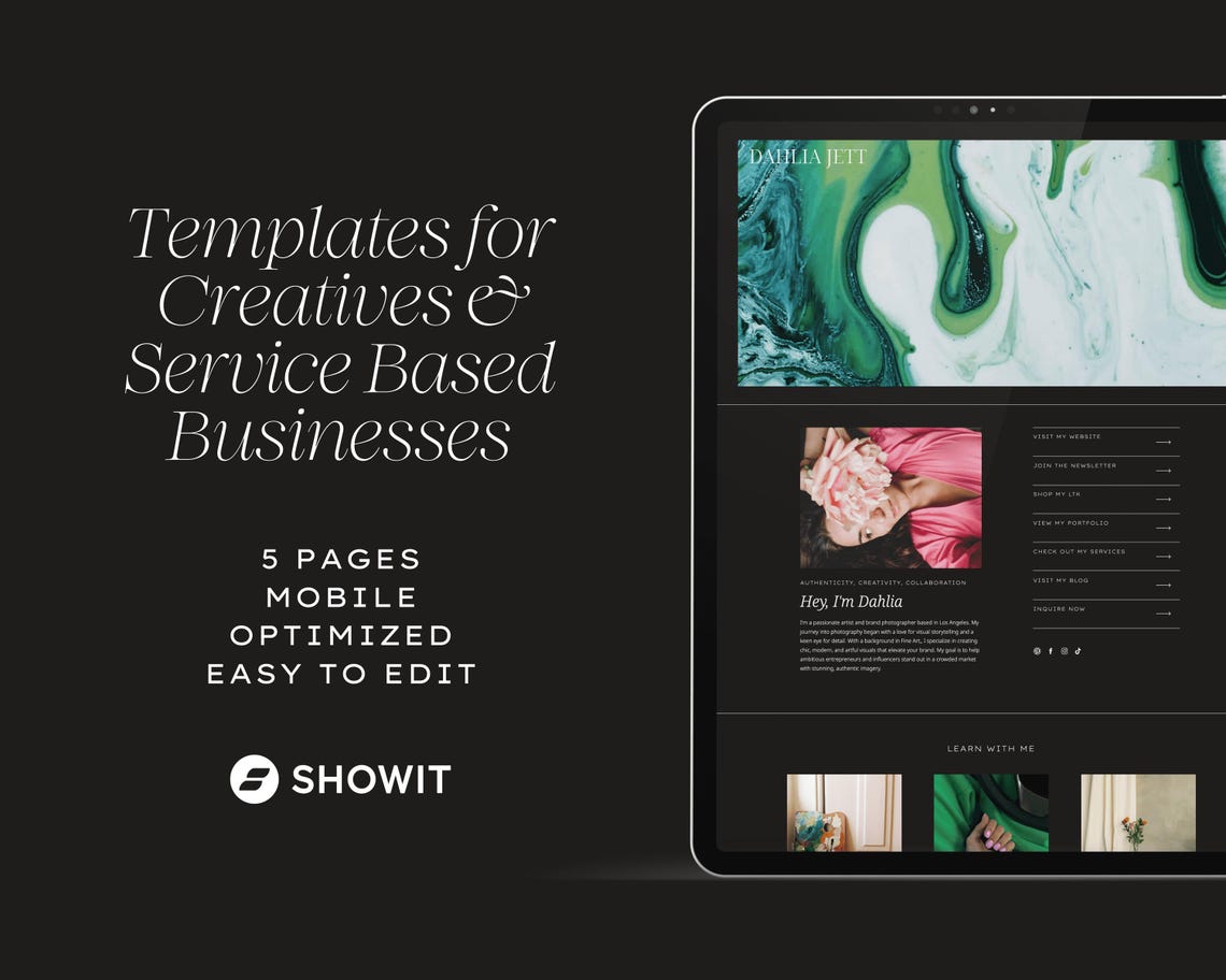 Showit Mini Website Template for Artists, Influencers, and Service ...