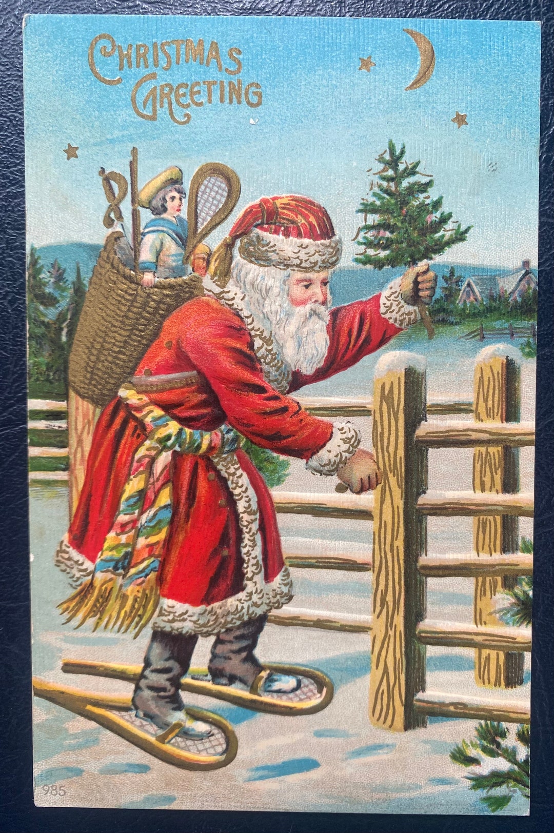 Vintage Rare 1909 German Christmas Postcard Belsnickle Santa Claus ...