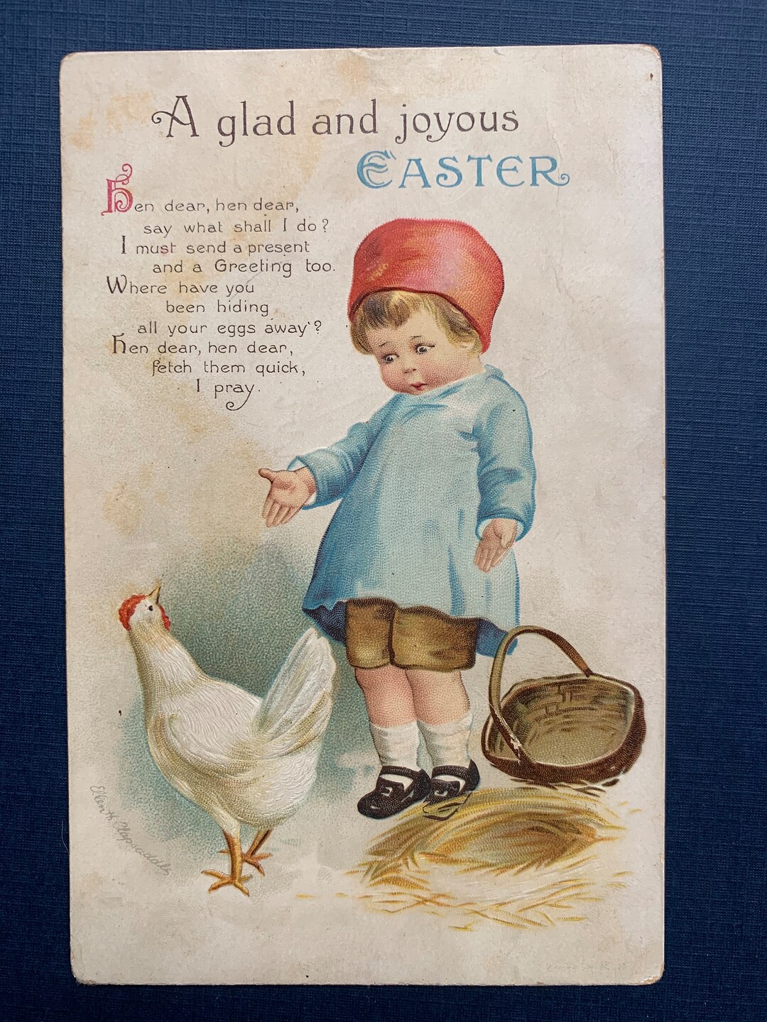 GC Easter Antique Signed Ellen Clapsaddle Postcard Little Boy Girl ...