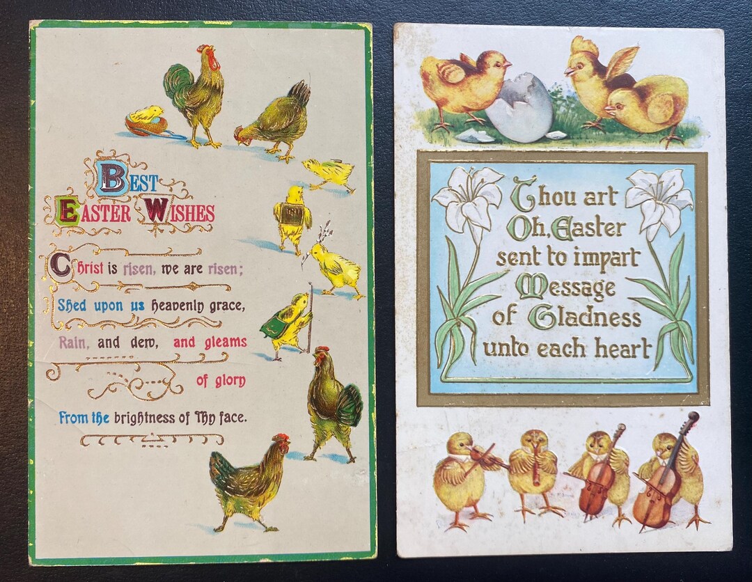 SET of 2 Rare Vintage 1911 German Easter Postcard Anthropomorphic ...