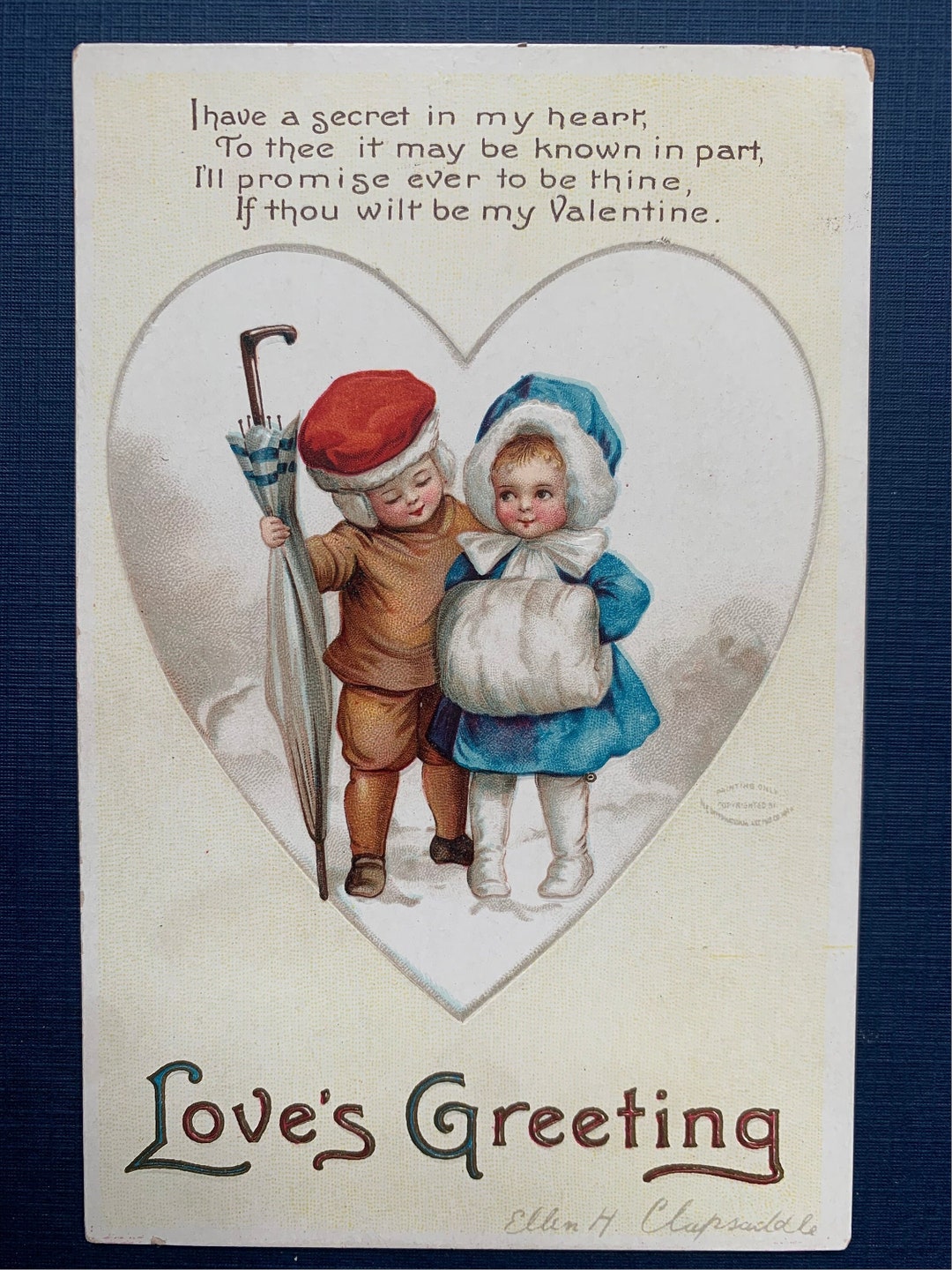 EXC Antique Signed Ellen Clapsaddle Valentine's Day Postcard Young ...
