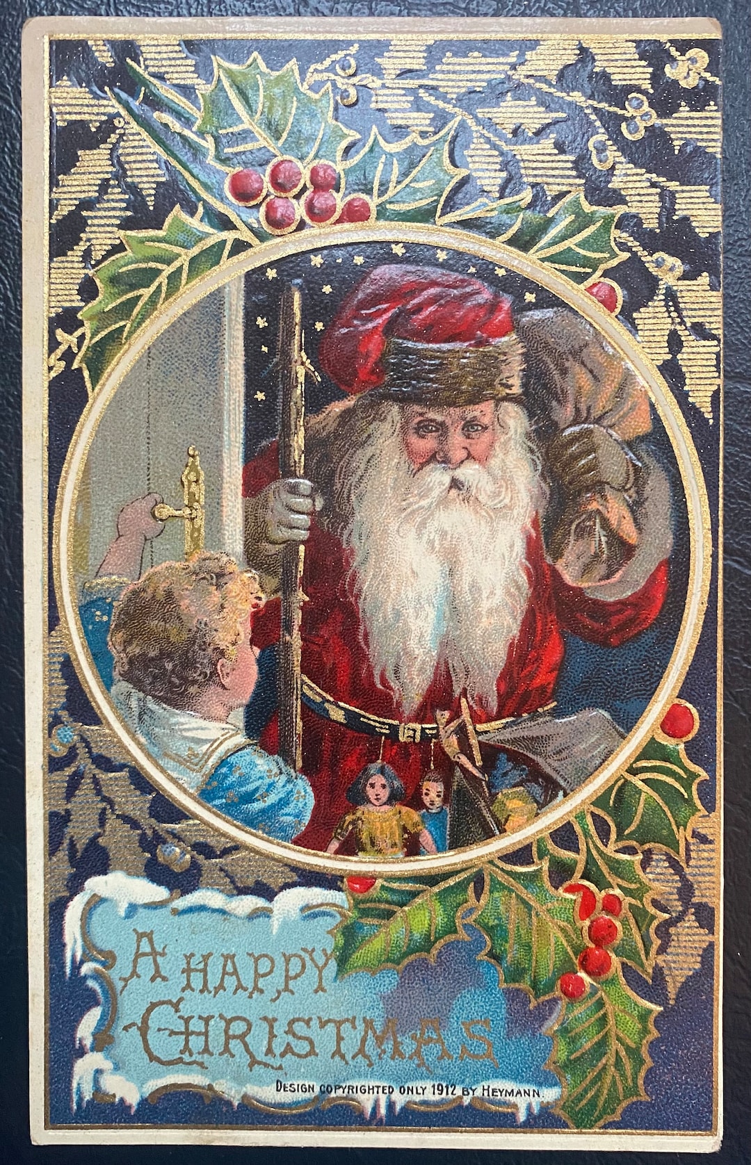 Rare Vintage 1912 German Happy Christmas Heymann Postcard Belsnickle ...