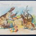 VGC+ Rare Vintage Easter Postcard Anthropomorphic Rabbit Painting Eggs ...