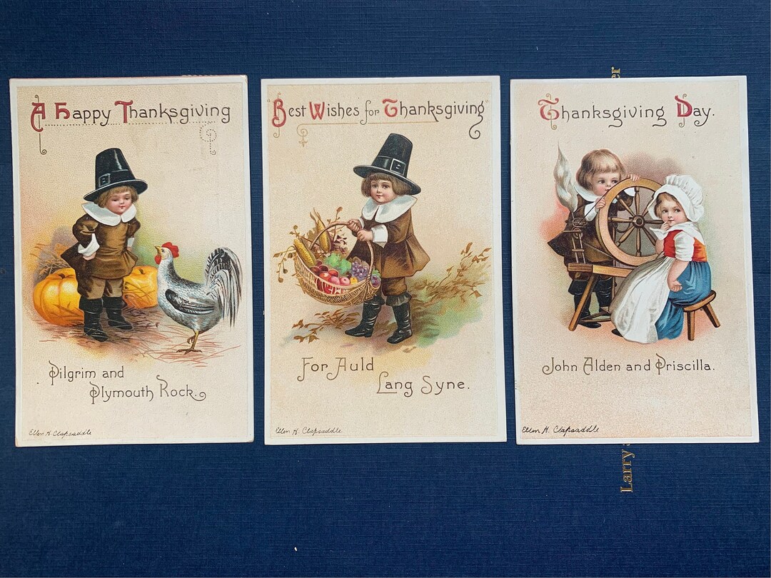 VGC+ Set of Three Vintage Signed Ellen Clapsaddle Thanksgiving ...
