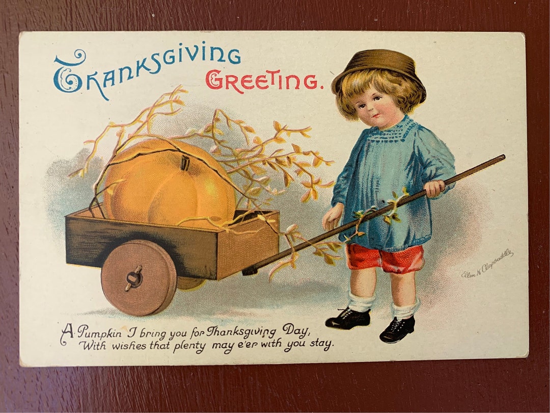 VGC Antique Ellen Clapsaddle Thanksgiving Postcard Victorian Boy ...
