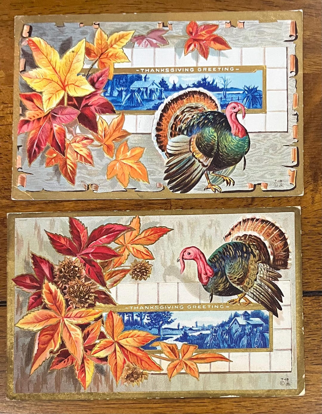 SET of 2 Rare Vintage 1913 Thanksgiving Greeting Postcard Turkeys ...