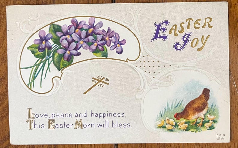 SET of 2 Rare Vintage E Nash Easter Joy Postcard Rooster Chicks Scared ...