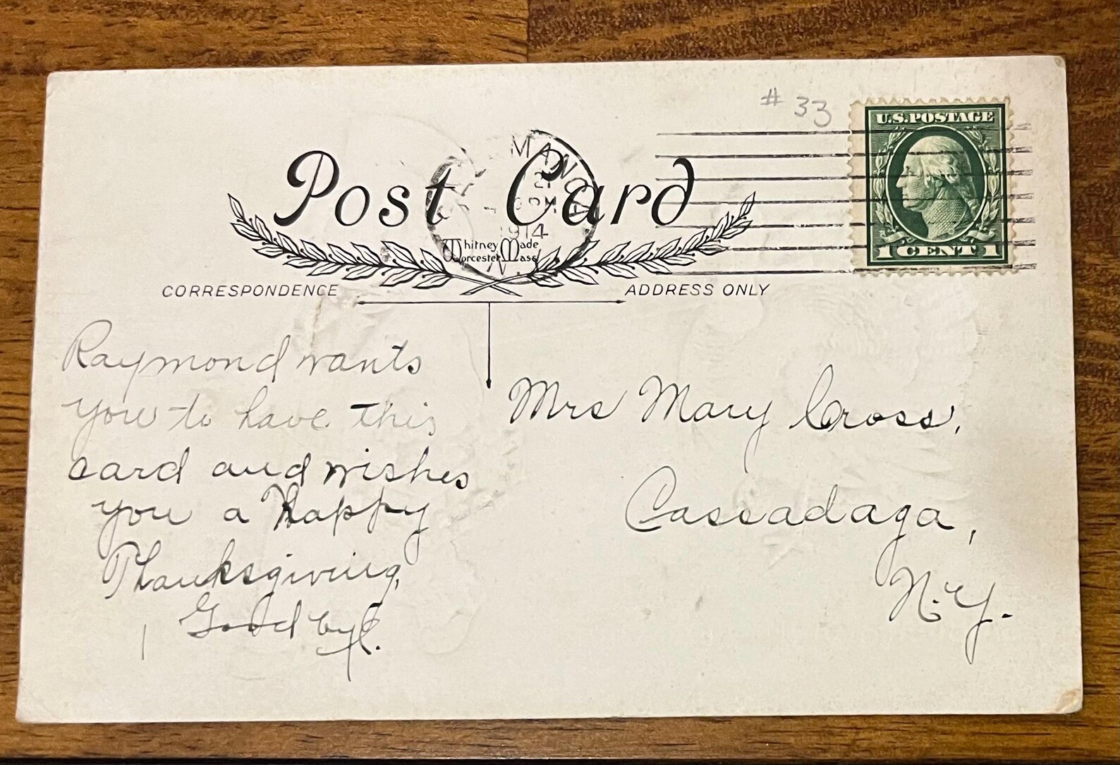 Rare Vintage 1914 Whitney Made Thanksgiving Postcard Victorian Boy ...