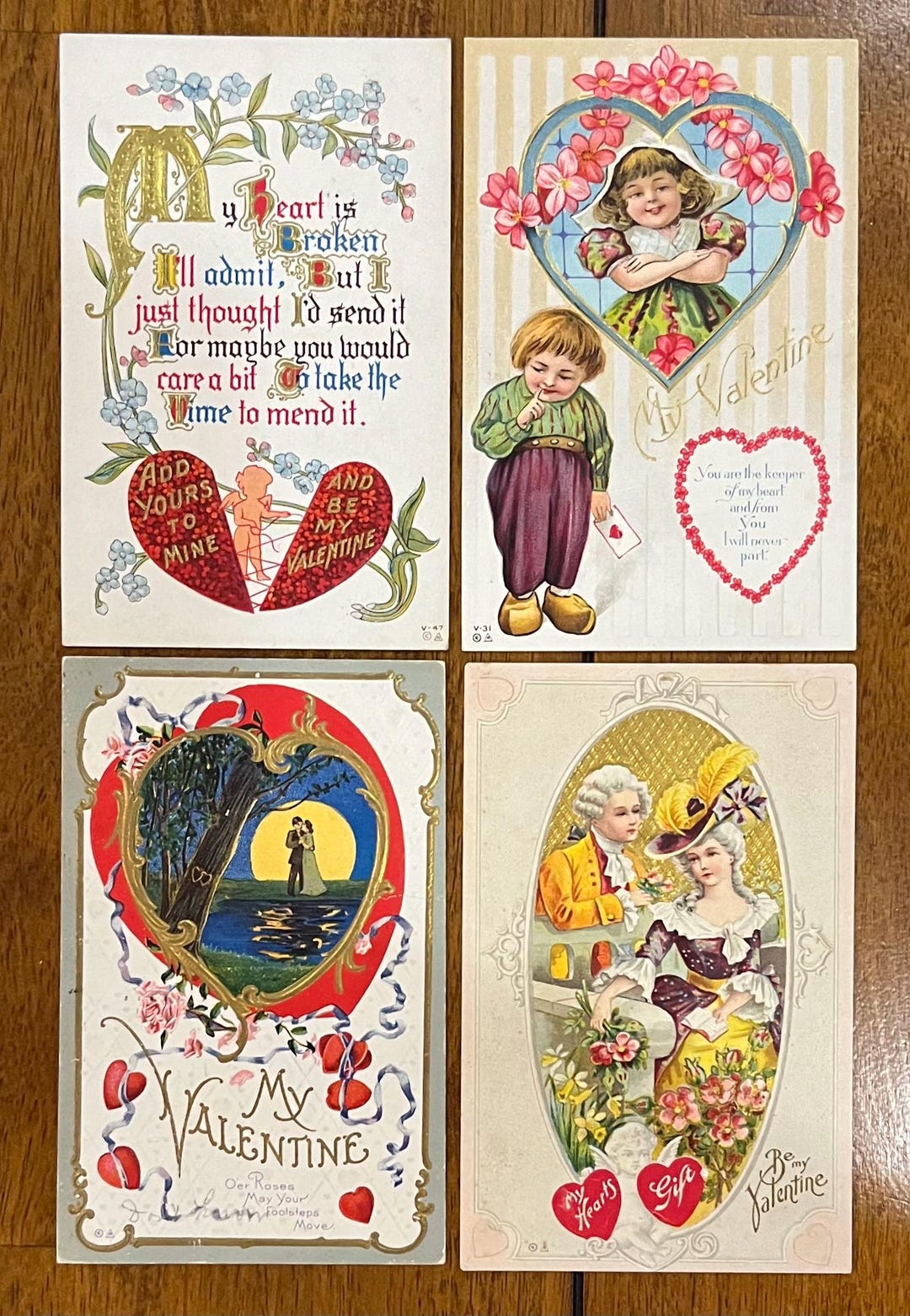 SET of 4 Rare Vintage 1912 Valentine's Day E. Nash Postcard Dance Love ...