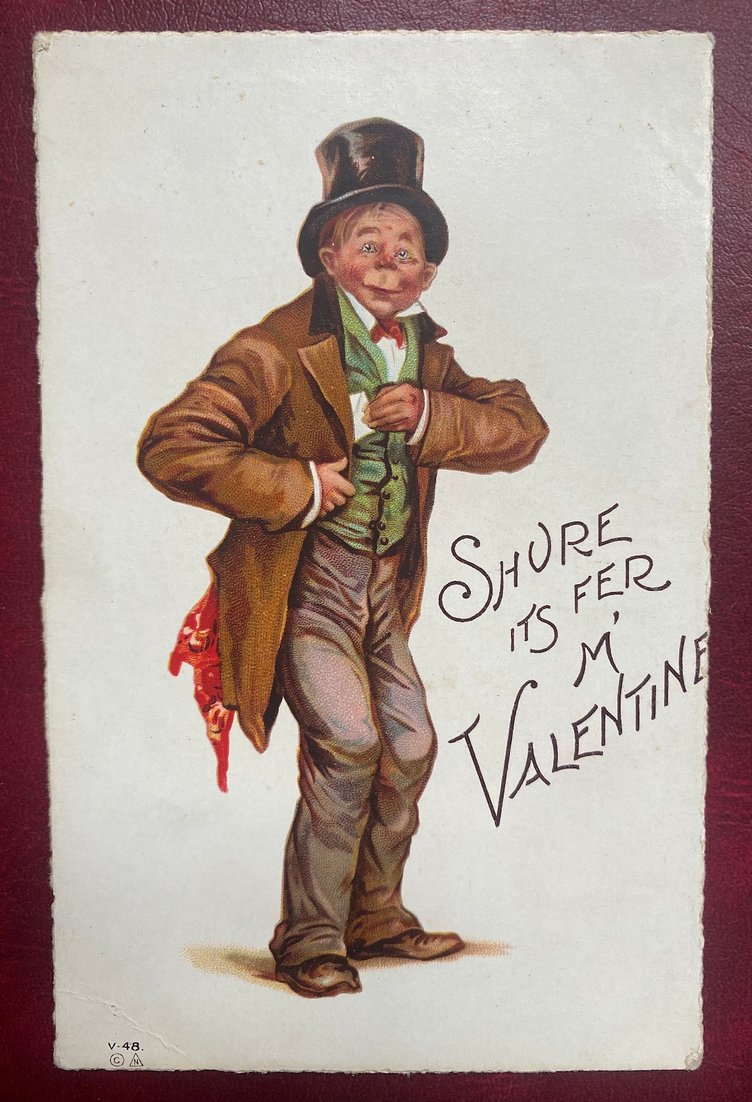 Vintage Valentine's Day Postcard E. Nash Man Suit Top Hat Victorian ...
