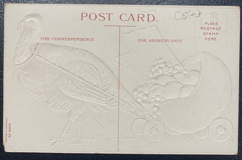 Rare Vintage German Thanksgiving Postcard Anthropomorphic Turkey Pull ...