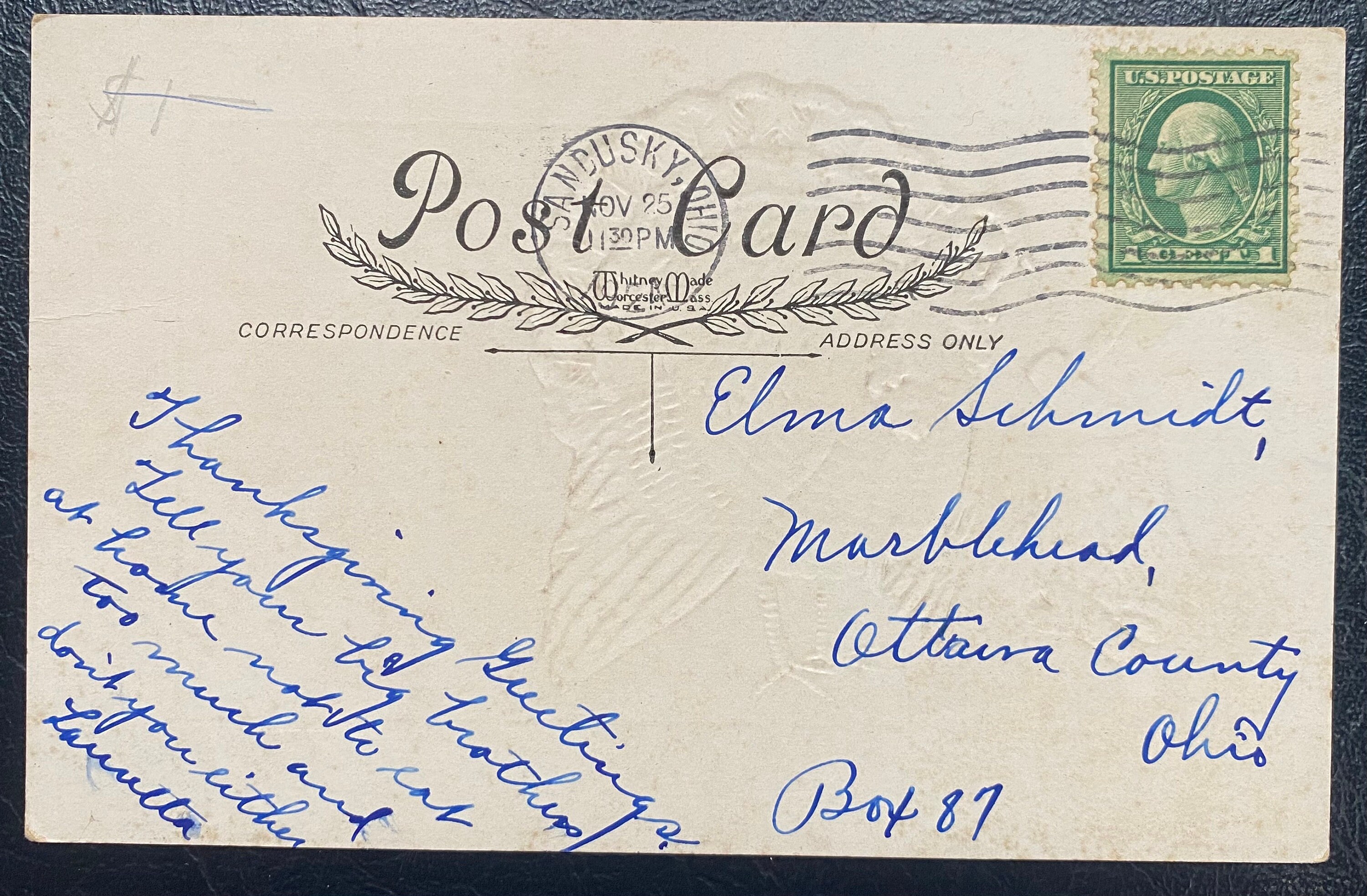 Vintage 1924 Rare Whitney Made Thanksgiving Postcard Turkey Look at Axe ...