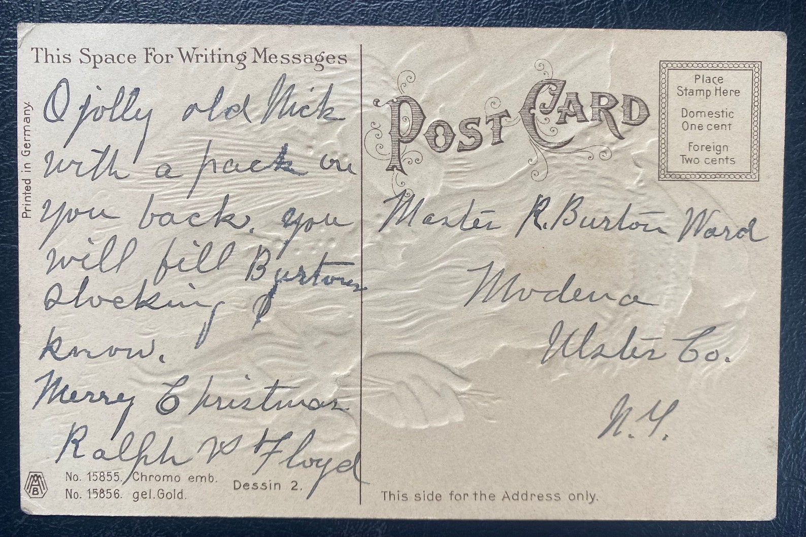 Vintage German Christmas Postcard Belsnickle Santa Claus Snowing Puppet ...