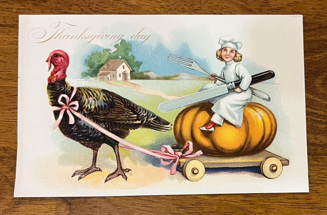 VGC Rare Vintage German Tuck's Thanksgiving Postcard Anthropomorphic ...