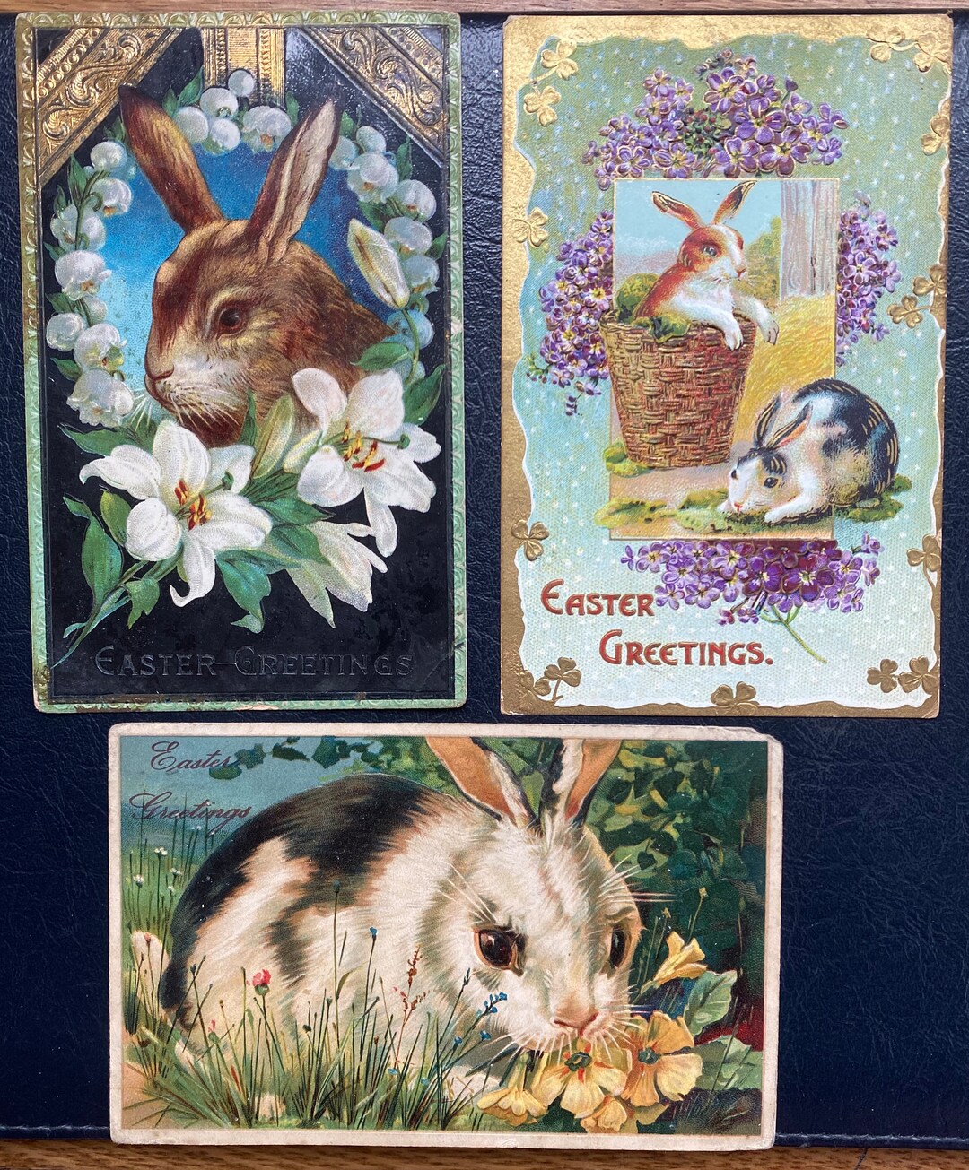 SET of 3 Rare Vintage 1908/11 German Easter Greetings Postcard Bunnies ...