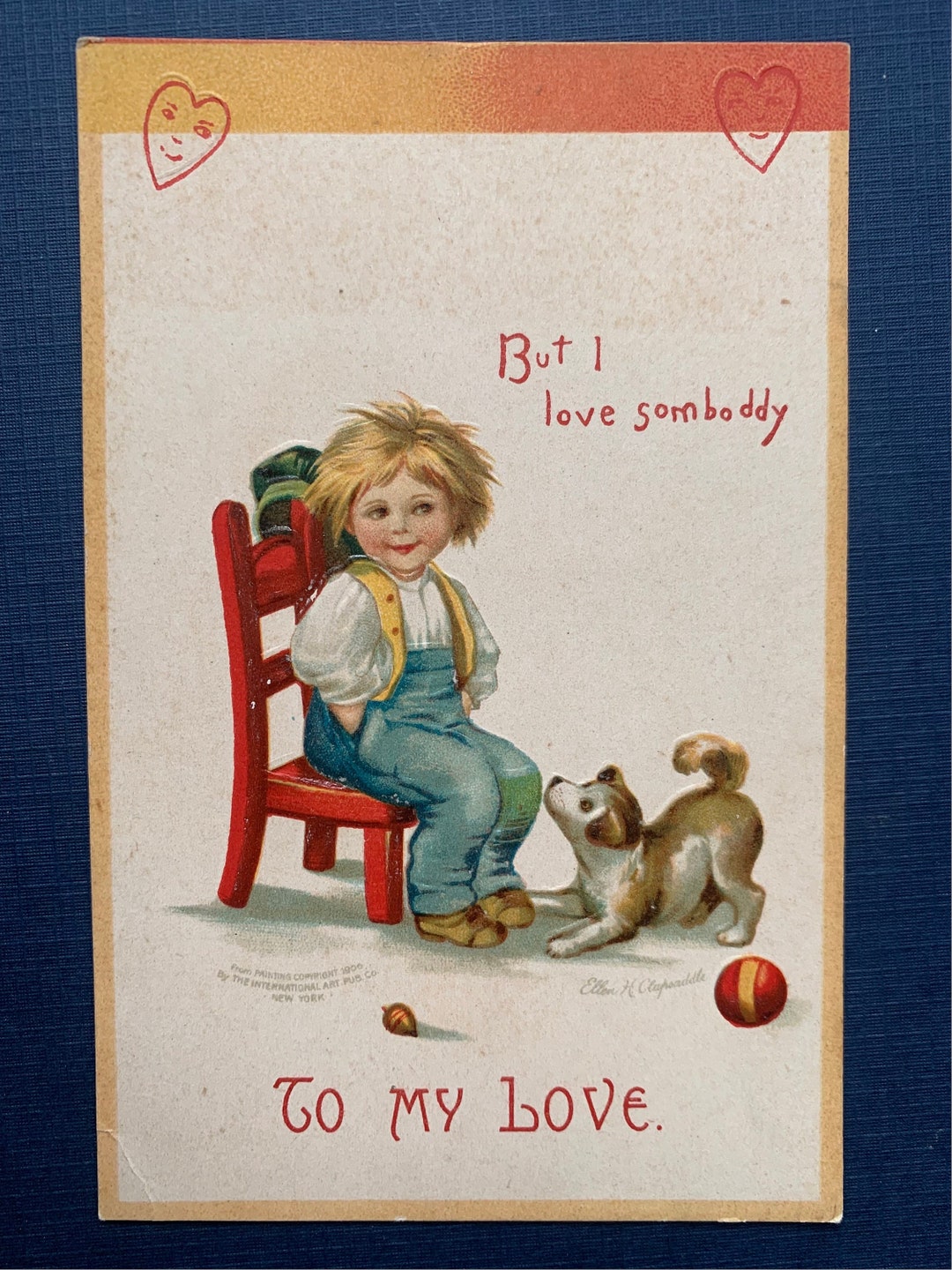 VGC Antique Signed Ellen Clapsaddle Valentine's Day Postcard Young ...