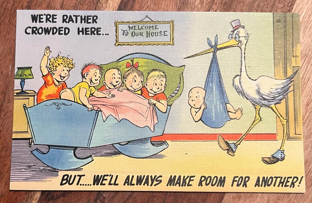 VGC Rare Vintage Comic Postcard Funny Joke Stork Bring Baby Full ...