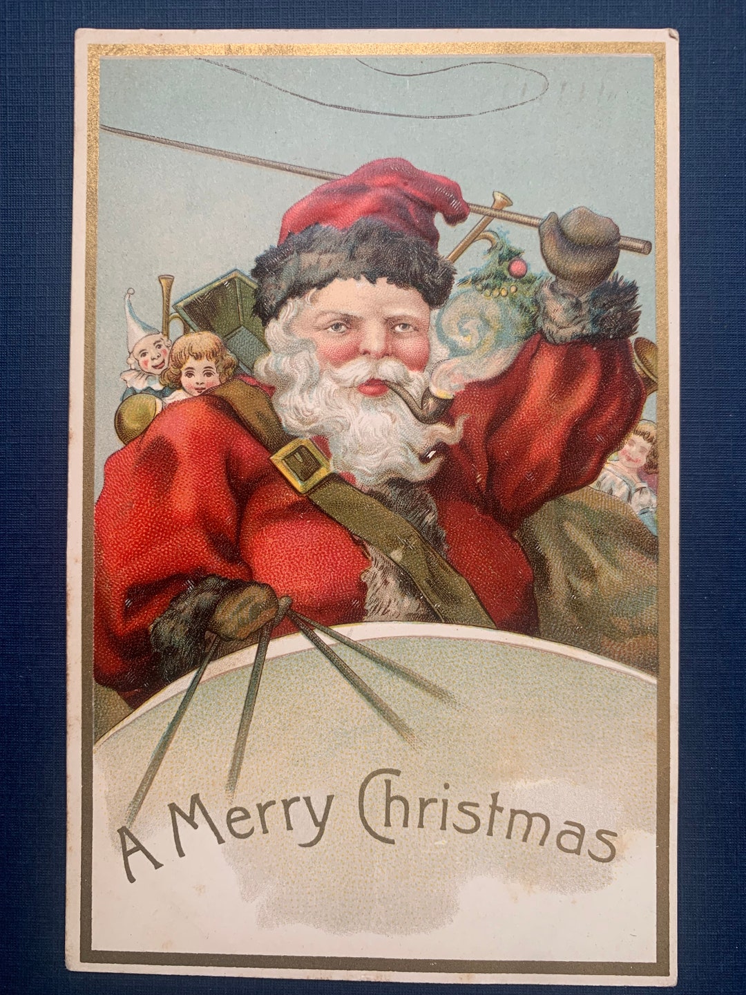 Gorgeous Antique German Vintage Christmas Postcard Belsnickle Santa ...