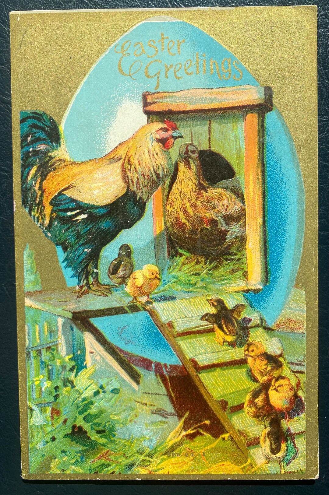 Vintage Rare 1911 Easter Greetings Postcard Baby Chicks, Hen & Rooster ...
