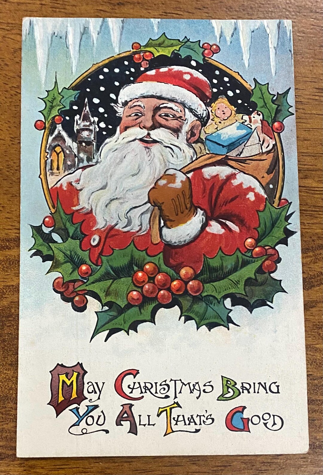 GC Rare Vintage Christmas Great Britain Postcard Santa Belsnickle Santa ...