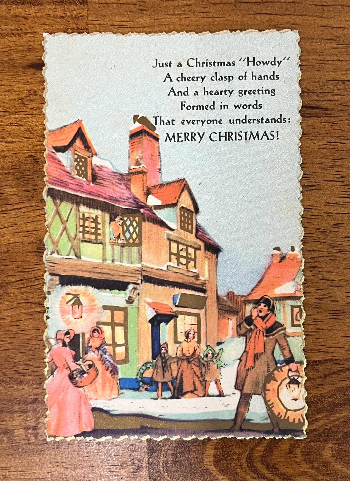 VGC Vintage Rare Merry Christmas Postcard Howdy Busy Snowy Village ...