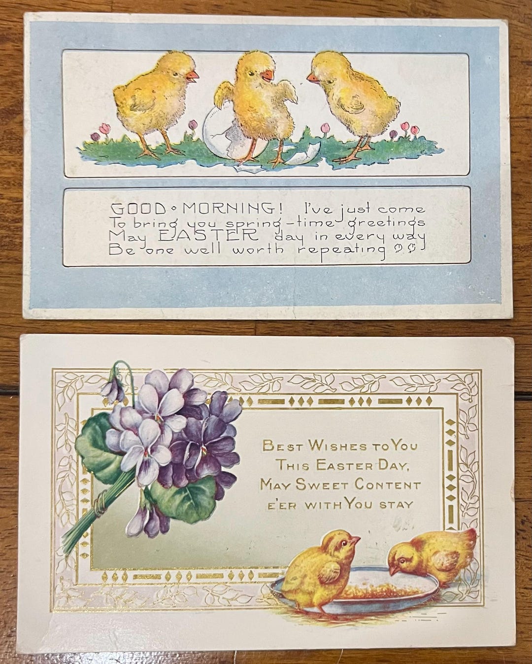 SET of 2 Rare Vintage 1916 Whitney Made Easter Postcard Chicks Hatch ...