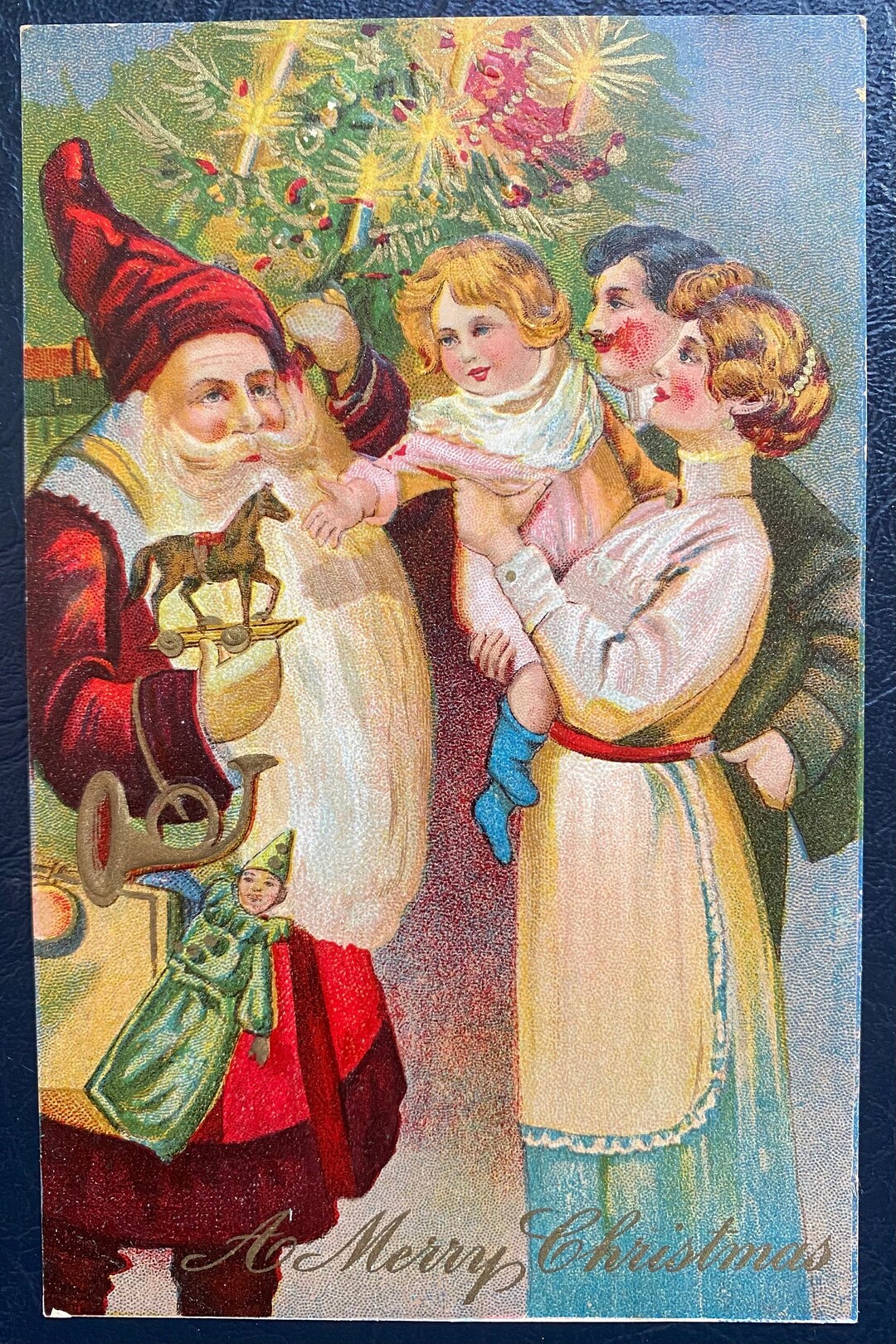 VGC Vintage 1909 Christmas Postcard Santa Give Horse Toy Victorian ...
