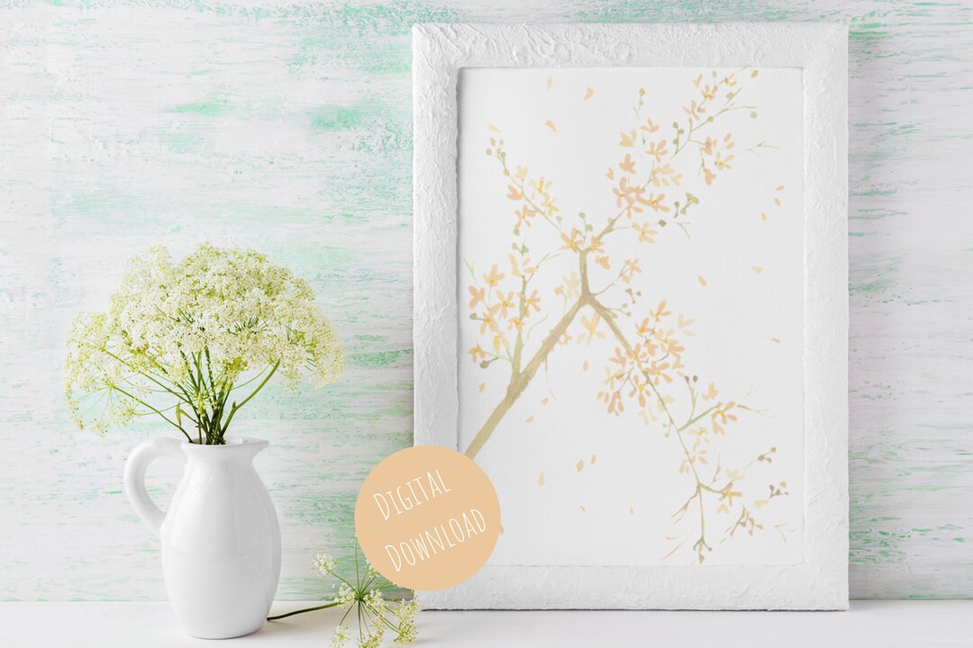 Pastel Watercolor Flowers Printable Painting Nursery Decor for Girl ...