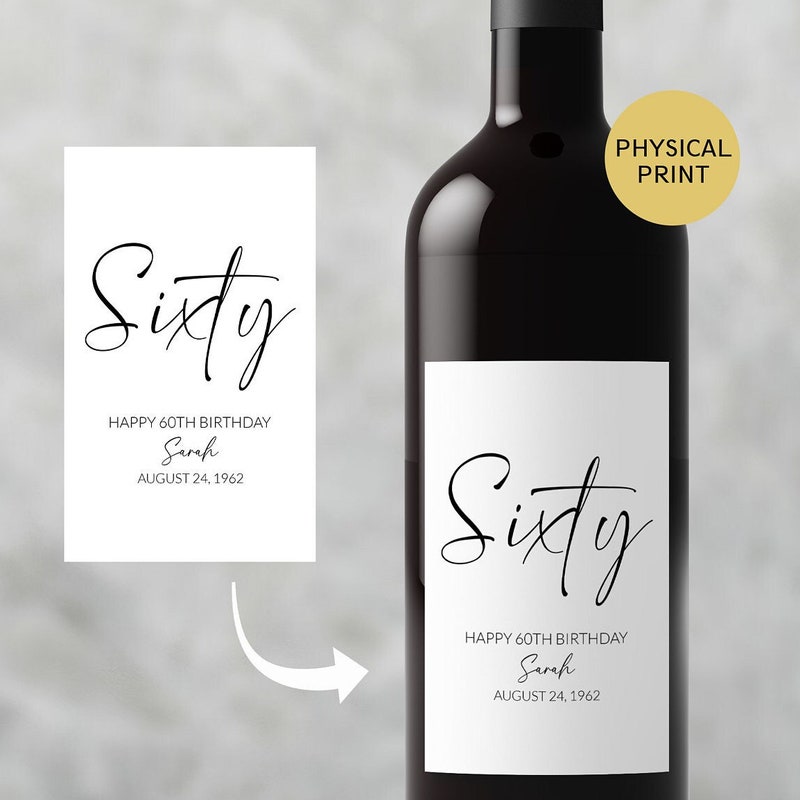 60th Birthday Wine Bottle Labels - Etsy