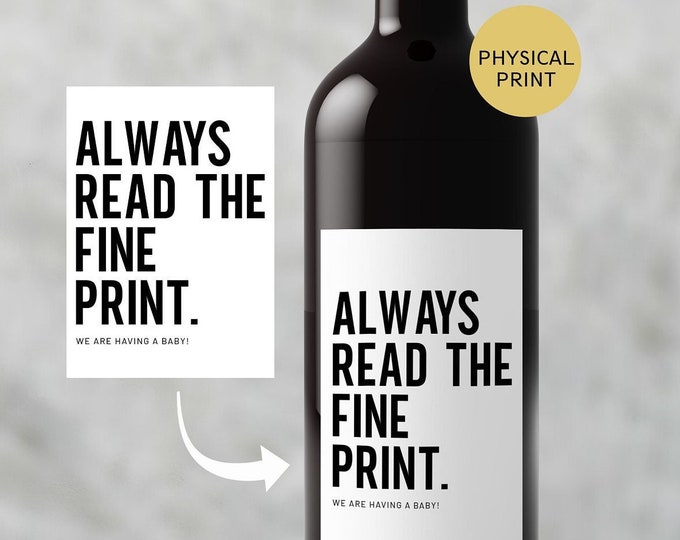 PRINTED Wine Bottle Label, Baby Announcement Wine Labels | Personalized ...