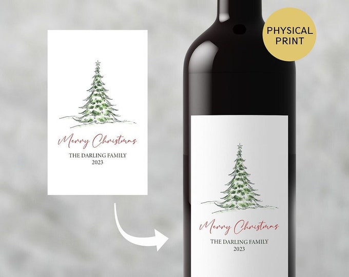 Merry Christmas Wine Label, Personalized Wine Label, Merry Christmas ...
