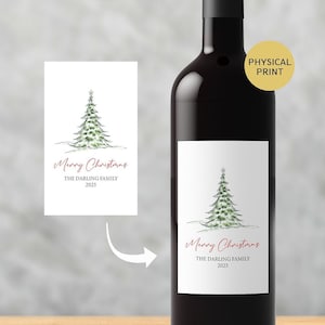 Merry Christmas Wine Label, Personalized Wine Label, Merry Christmas ...