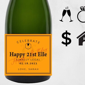 PRINTED Custom Champagne Label, Personalized Champagne Bottle Label for ...
