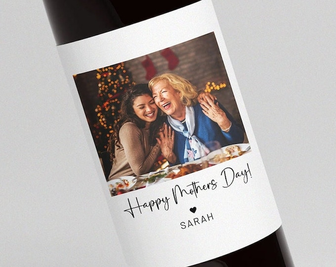 Happy Mothers Day Wine Labels, Mother's Day Gift to Mom and Wife, Pairs ...
