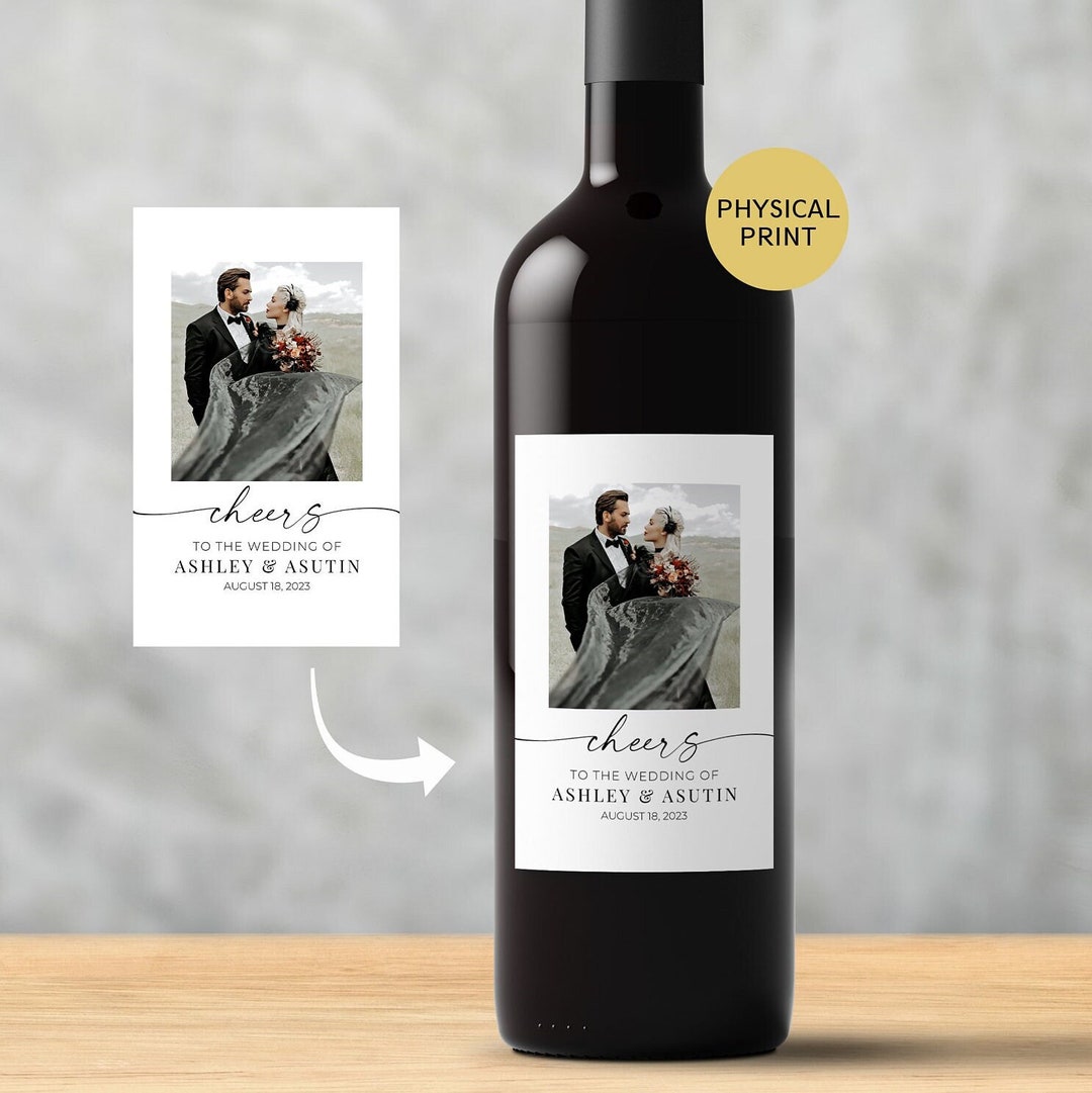 Wedding Photo Wine Bottle Label, Personalized Wine Label, Custom ...
