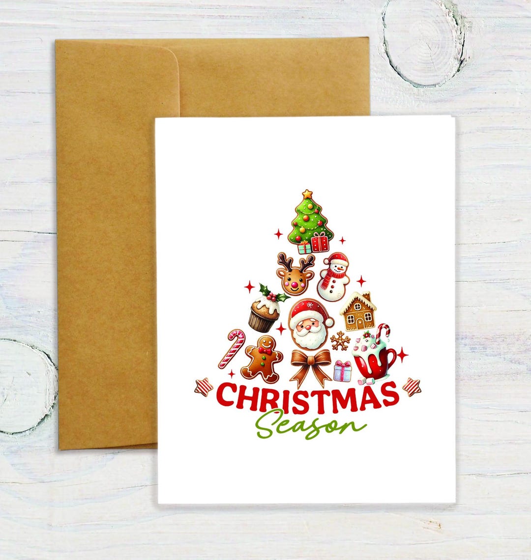 Christmas Tree Gingerbread Man Holiday Card, Funny Holiday Card, Blank ...