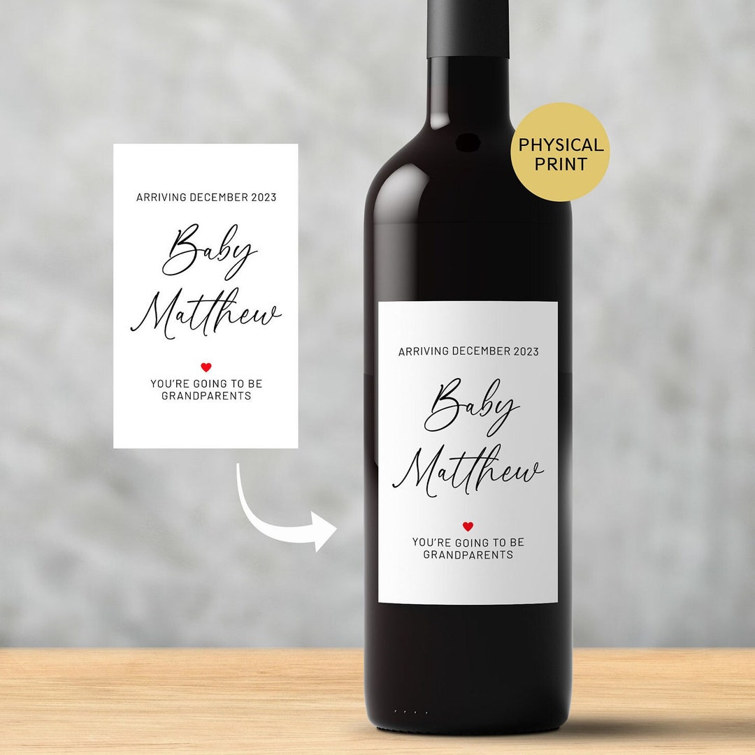 Pregnancy Announcement Wine Label, Grandparent Gift, Pregnancy ...